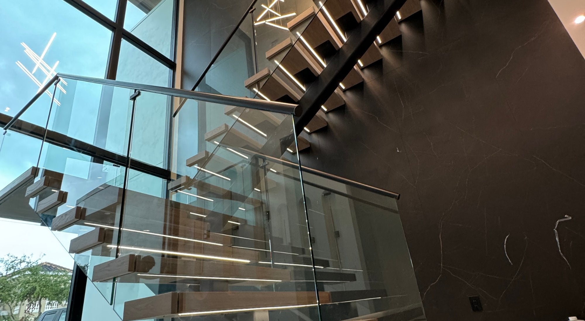 3.5" Thick Floating Stair Treads by Tom Fiello