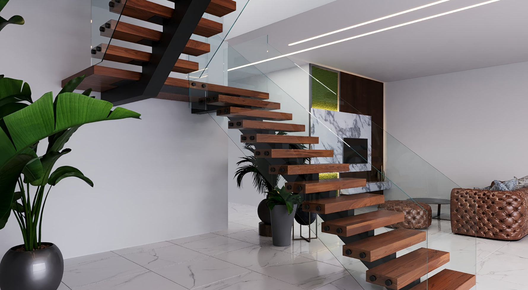 3" Thick Floating Stair Treads by Tom Fiello